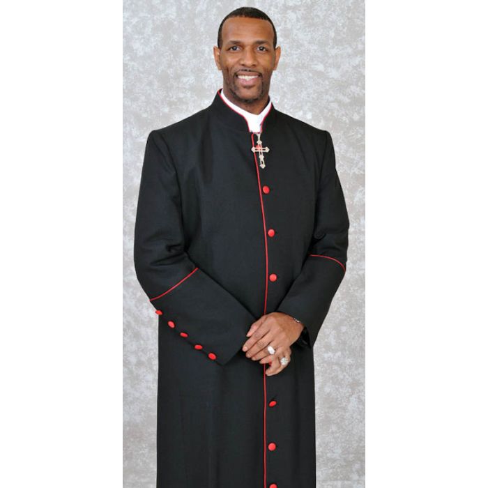 Clergy Robe Style Bpa101 (Black/Red) With Band Cincture