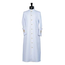 Mens Clergy Robe Style Bae114 (White/Gold)