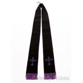 Womens Clergy Short Visitation Stole LR142 - Black/Purple Elegant ...