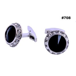 2 PC Cufflinks Style 708 (Silver/Black)