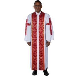Pulpit Robe Peach Skin Style Mercy2024-0306 (White/Red-Gold 4th LT)