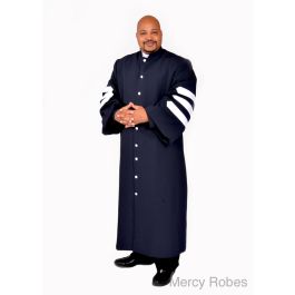 Clergy Robe With Doctoral Bars (Navy/White)