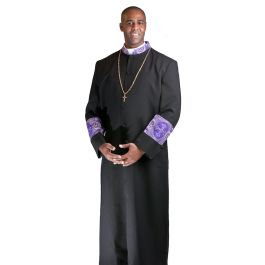 Clergy Robe Style Exd167 (Black/Purple-Gold Liturgical)