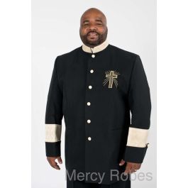 Clergy Jacket CJ036 - Elegant Black and Gold Design for Religious ...