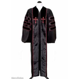 Womens Pulpit Robe Style Micro2020 (Black/Red With Doctoral Bars)