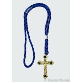 Royal Blue Cord With Cross With Royal Blue Stone