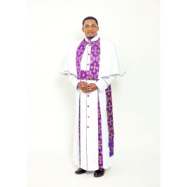 Mens Robe Style Mercy012024 (White/Purple-Gold LT)