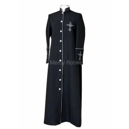 Womens Clergy Robe LR142 - Elegant Black and Silver Design for Worship ...