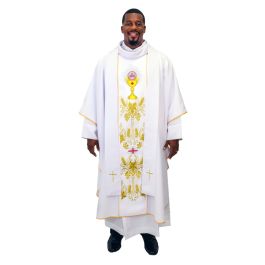 Chasuble Style SMQ-0190 (White-Gold) - Elegant Liturgical Vestment for ...