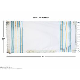 Prayer Shawl (White/Gold/Light Blue) 71"X 32"