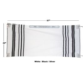 Prayer Shawl (White/Silver/Black) 67" X 42"