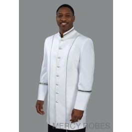 Mens Clergy Jacket Style Cj6009 (White/Black-Silver)