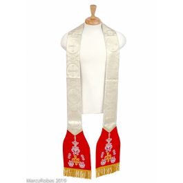 Religious Clergy Stole Style Mercy 004 - Elegant Red and Gold Design