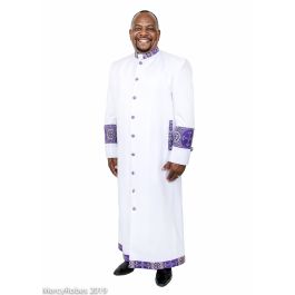 Mens Clergy Robe Style Rs011 (White/Purple-Gold Emb LT)