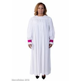 Womens White Rochet With Fuchsia Cuff Bands - Stylish and Unique Design