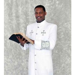 Robe Style Bae119 White With (Silver/Black) Liturgical