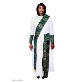 Womens Robe Style LRKWO176 (Cream/Green-Gold LT)